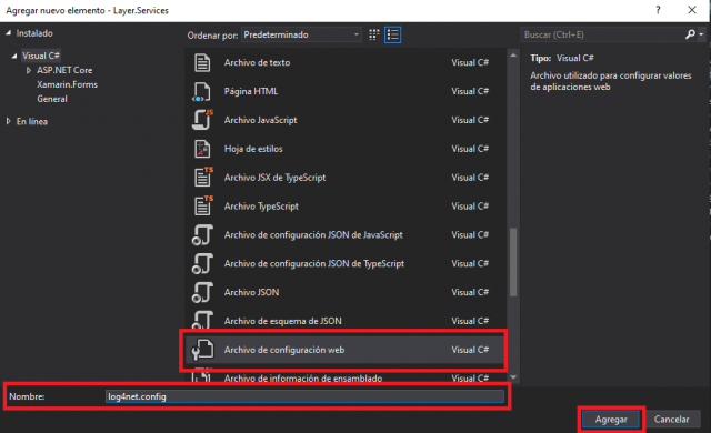 ASP.Net Core Logging File con Log4Net - .Net Core - Estilo Web