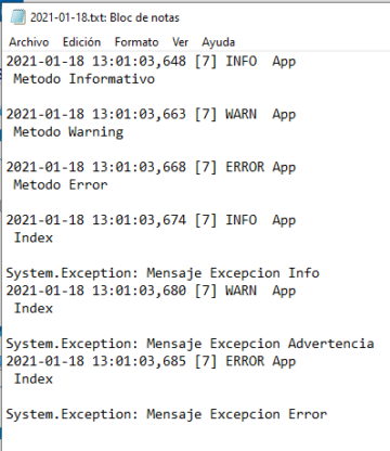 ASP.Net Core Logging File con Log4Net - .Net Core - Estilo Web