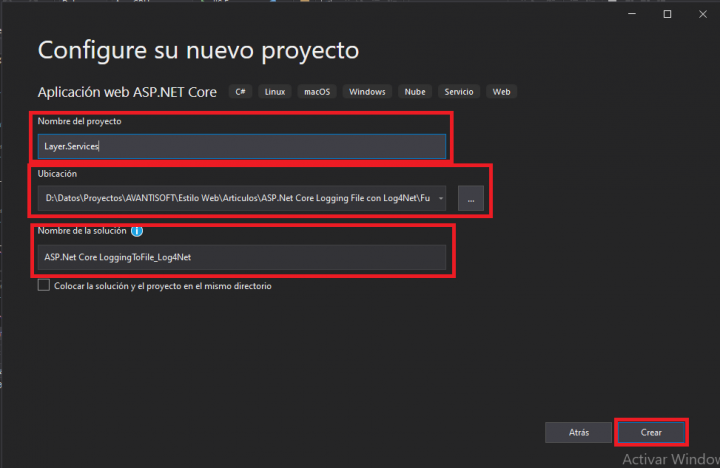 ASP.Net Core Logging File con Log4Net - .Net Core - Estilo Web